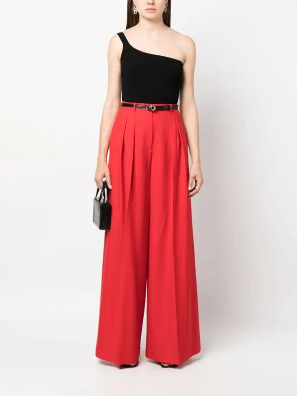 Michael Kors Box-pleat Wool Palazzo Trousers - Red