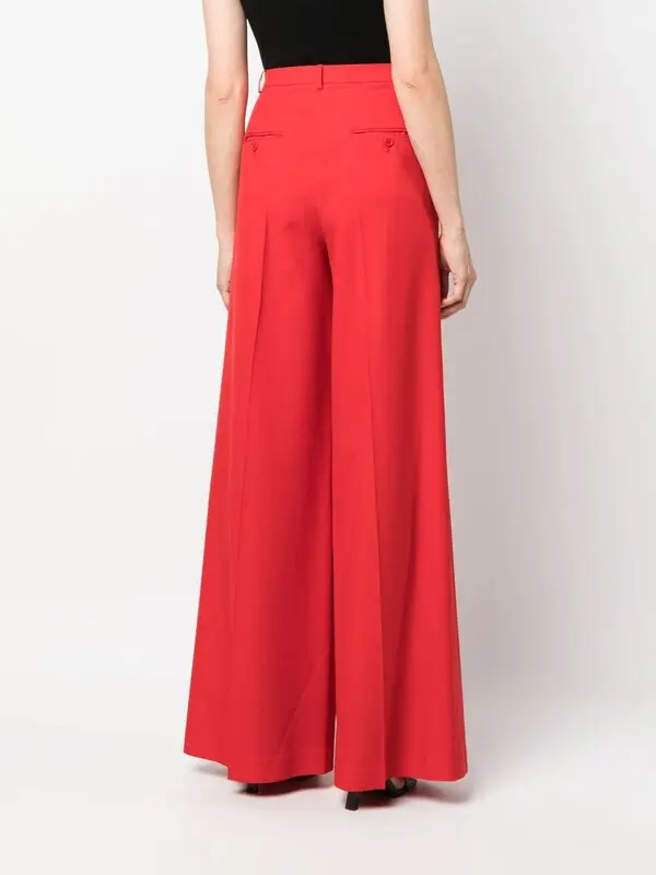 Michael Kors Box-pleat Wool Palazzo Trousers - Red