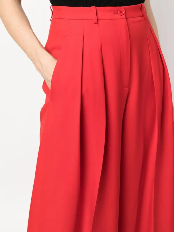 Michael Kors Box-pleat Wool Palazzo Trousers - Red