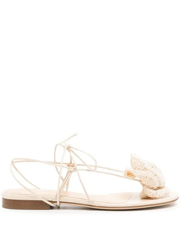 Magda Butrym Flower Crochet-knit Sandals - Neutrals