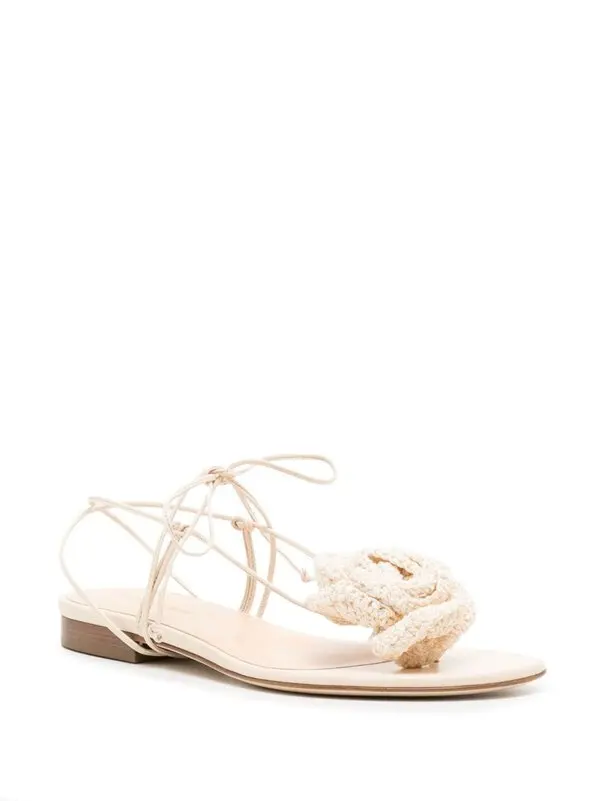 Magda Butrym Flower Crochet-knit Sandals - Neutrals