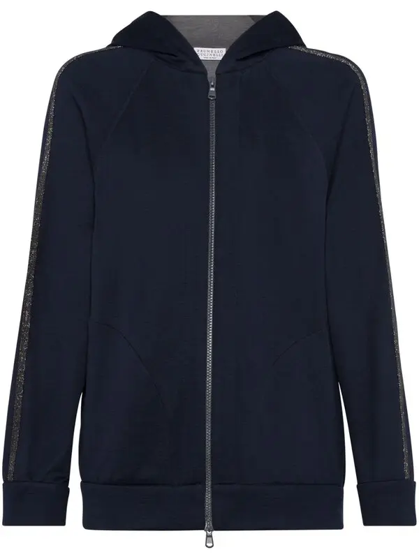 Brunello Cucinelli Zip-up Cotton-blend Hoodie - Blue