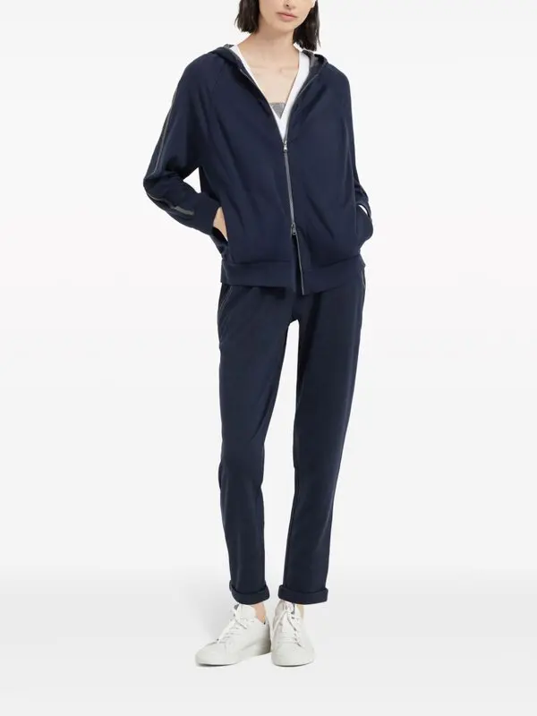 Brunello Cucinelli Zip-up Cotton-blend Hoodie - Blue