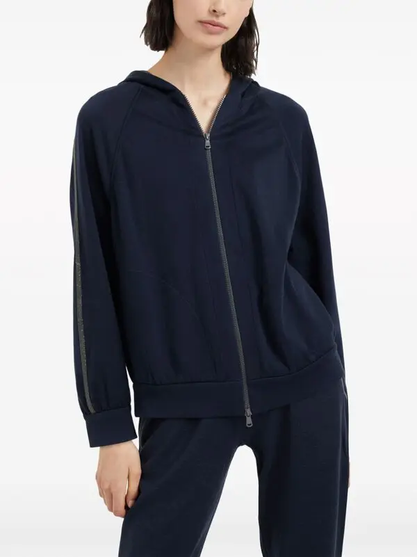 Brunello Cucinelli Zip-up Cotton-blend Hoodie - Blue