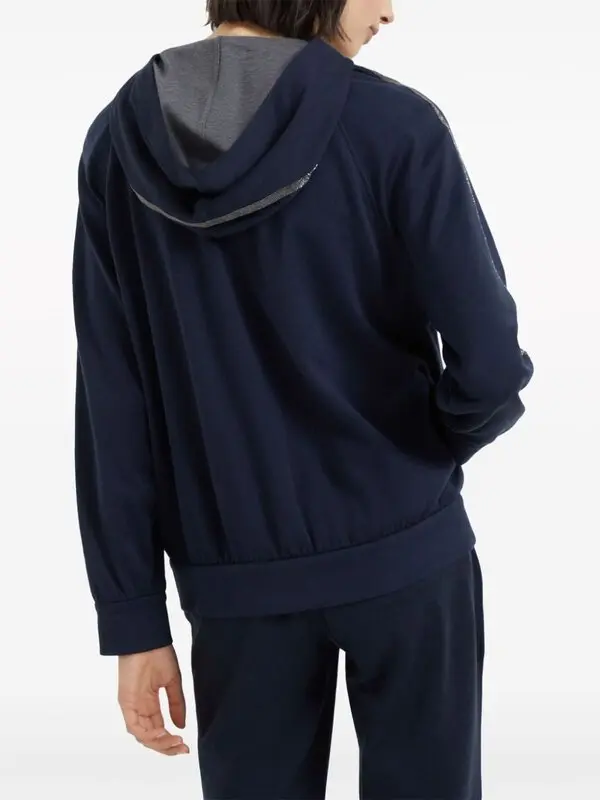 Brunello Cucinelli Zip-up Cotton-blend Hoodie - Blue