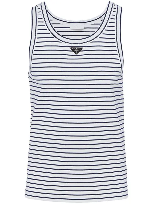 Prada Triangle-logo Striped Tank Top