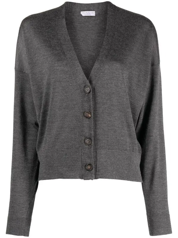 Brunello Cucinelli V-neck Button-fastening Cardigan - Grey