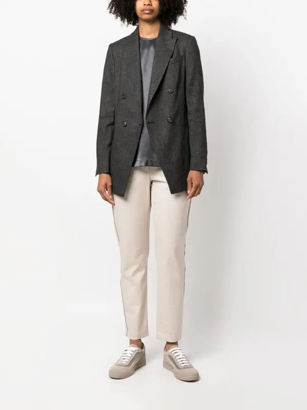 Brunello Cucinelli Mélange-effect Double-breasted Blazer