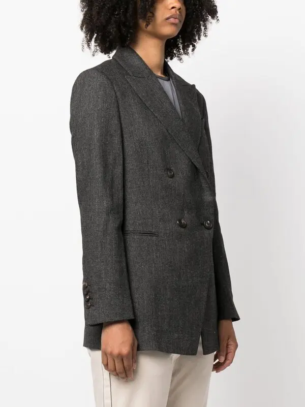 Brunello Cucinelli Mélange-effect Double-breasted Blazer