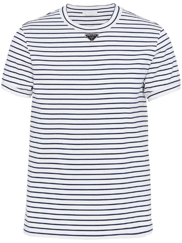 Prada Triangle-logo Striped T-shirt