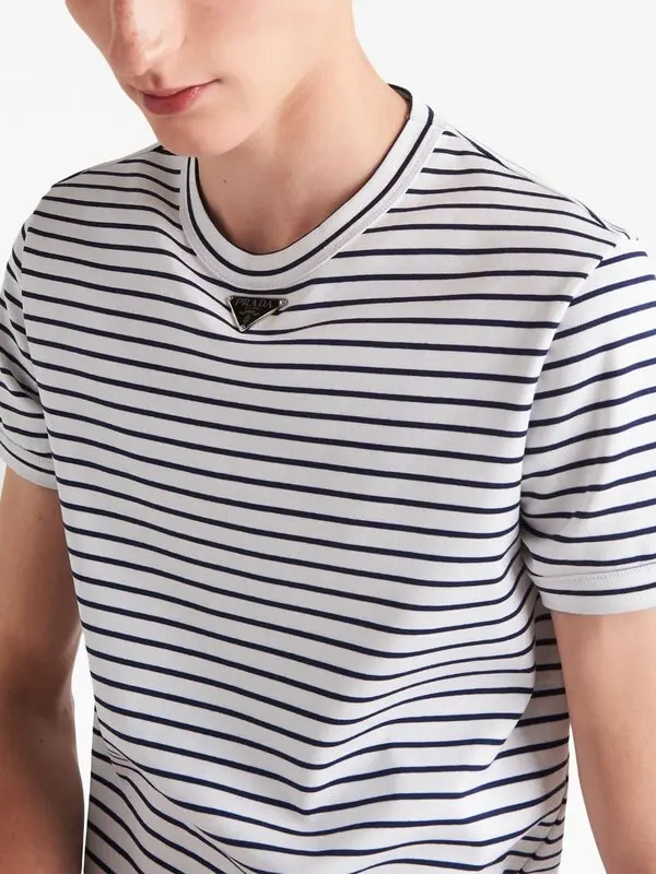 Prada Triangle-logo Striped T-shirt
