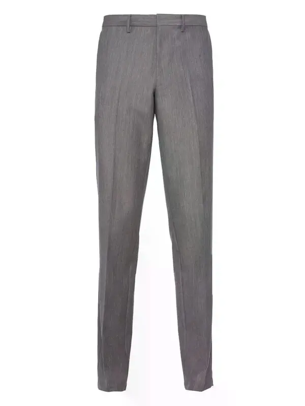 Prada Triangle-logo Mohair-wool Trousers - Grey