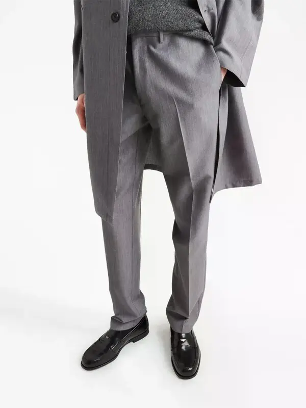 Prada Triangle-logo Mohair-wool Trousers - Grey