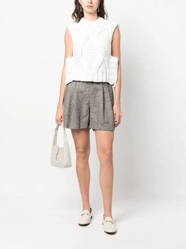 Fabiana Filippi Pleated Wool-blend Thigh-length Shorts