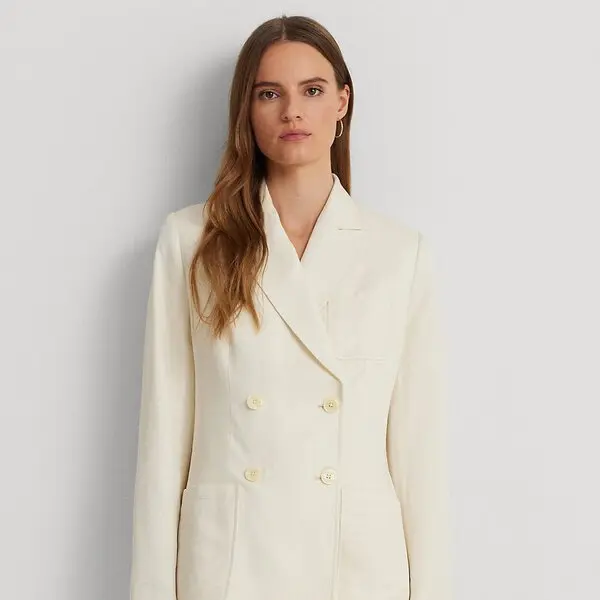 Ralph Lauren Double-breasted Linen-blend Twill Blazer - Mascarpone Cream