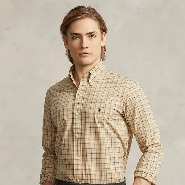 Ralph Lauren Custom Fit Plaid Stretch Poplin Shirt