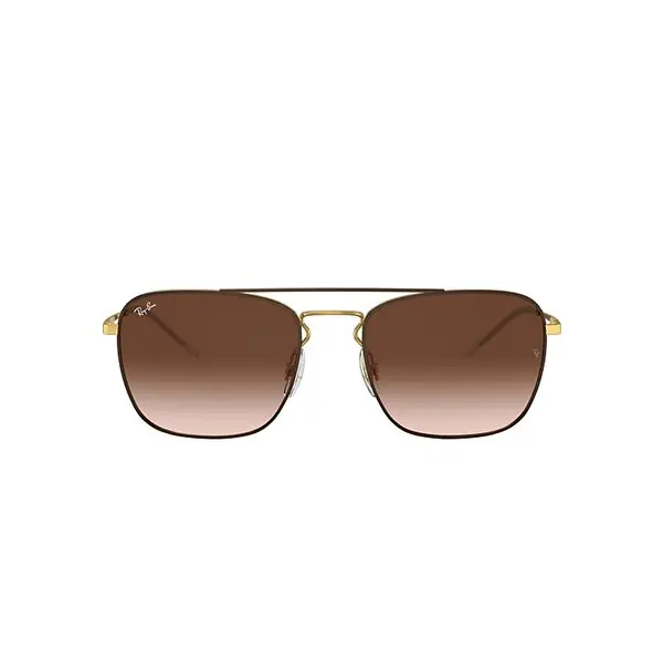 Ray-ban Sunglasses With Square Frame - Brown On Gold