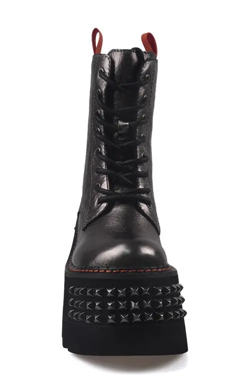 ZIGI Leysa Studded Platform Combat Boot - Metallic Silver