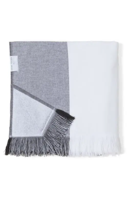 Barefoot Dreams Colorblock Organic Cotton Oversize Towel - Carbon-white