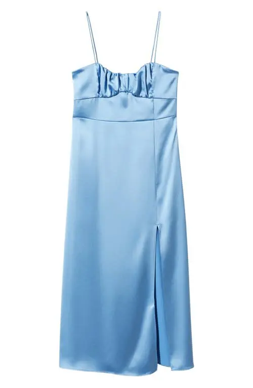 Mango Ruched Satin Slipdress