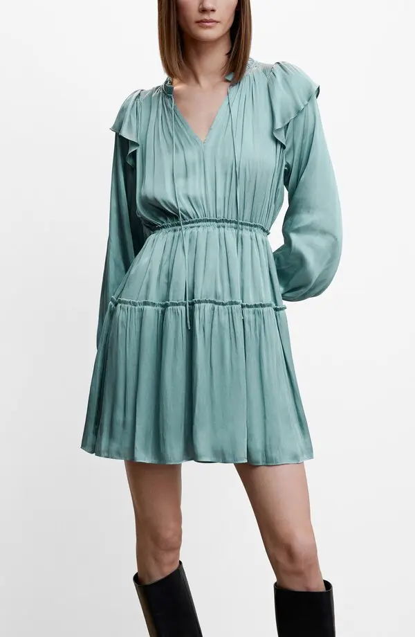 mango satin tie dress MANGO Satin Tie-Dye Dress