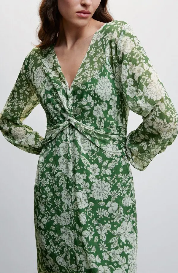 mango floral dress green MACELINE DRESS