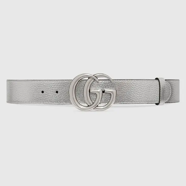 Gucci Gg Marmont Wide Belt Leather - Silver | Editorialist display picture 1