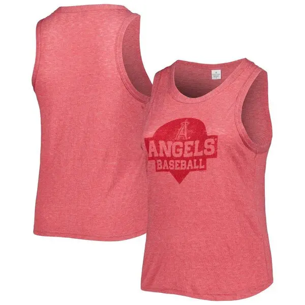 SOFT AS A GRAPE Los Angeles Angels High Neck Tri-blend Tank Top - Red