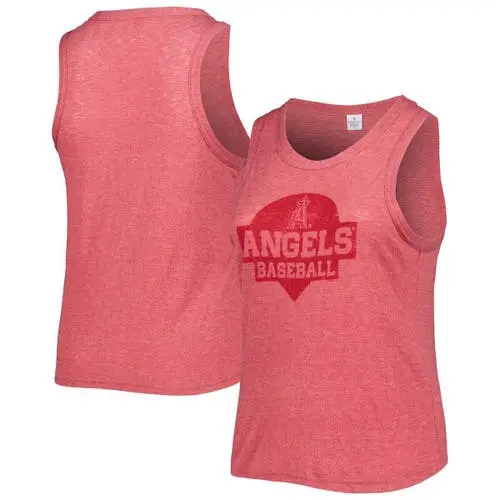 SOFT AS A GRAPE Los Angeles Angels High Neck Tri-blend Tank Top - Red
