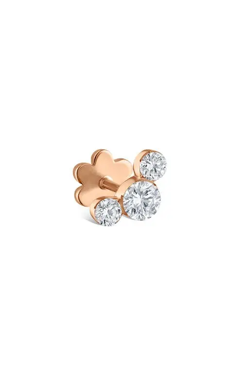 MARIA TASH Invisible Setting Three Diamond Stud Earring - Rose Gold