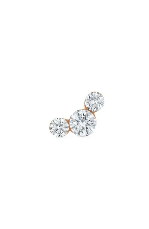 MARIA TASH Invisible Setting Three Diamond Stud Earring - Rose Gold