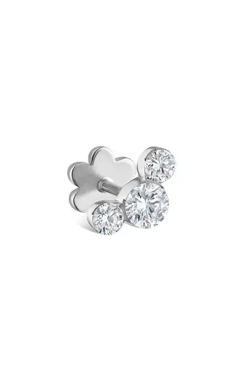 MARIA TASH Invisible Setting Three Diamond Stud Earring - White Gold