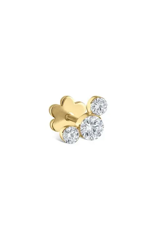 MARIA TASH Invisible Setting Three Diamond Stud Earring - Yellow Gold