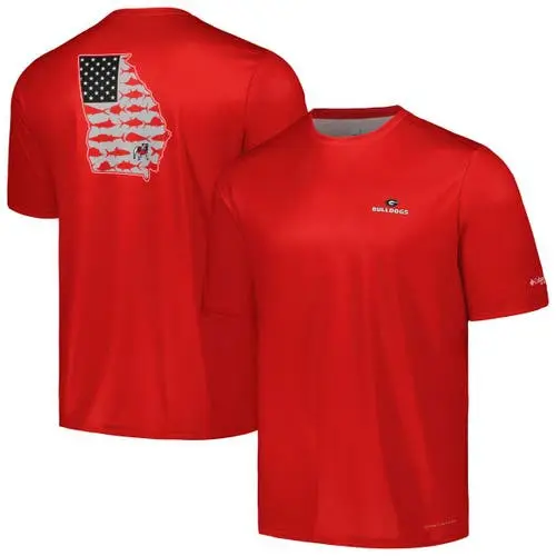 Columbia Georgia Bulldogs Terminal Tackle Omni-shade T-shirt - Red