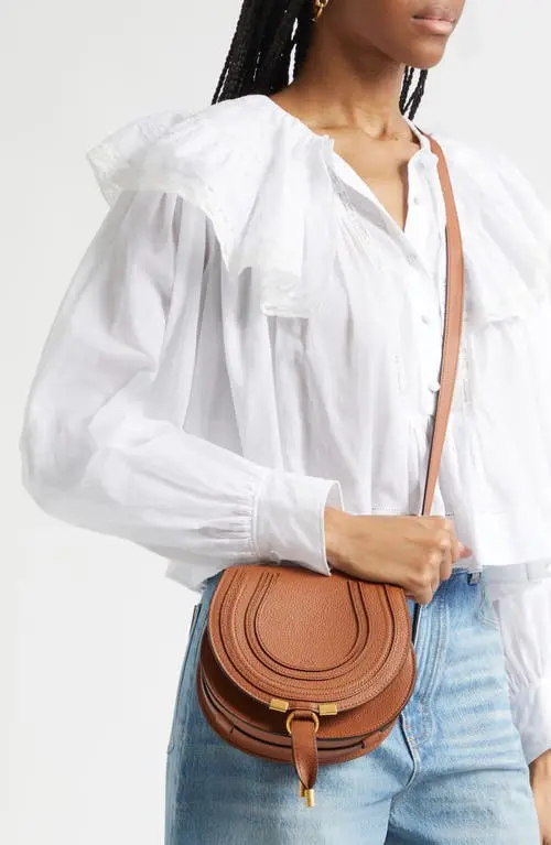 Chloé Small Marcie Leather Crossbody Bag - Tan