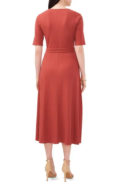 Chaus V-neck Belted Midi Fit & Flare Dress - Nutmeg