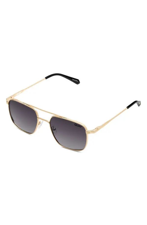Quay Bodyguard Gold Sunglasses HIGH KEY Wire Frame Aviator Sunglasses – QUAY main image 2