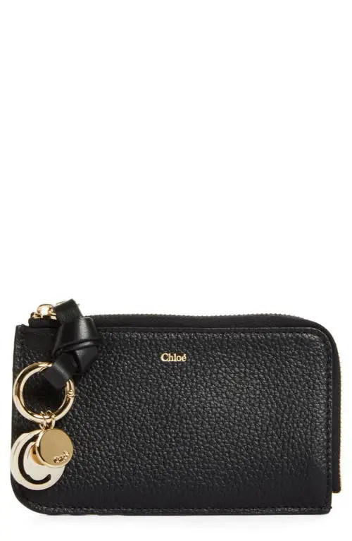 Chloé Alphabet Zip Leather Card Holder - Black 001