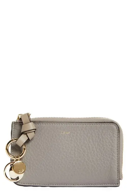 Chloé Alphabet Zip Leather Card Holder - Cashmere Grey 053
