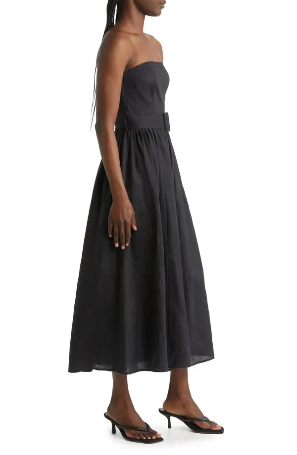 black linen fit and flare dress Little Black Linen Swing Dress – Fit & Flare Midi main image 1