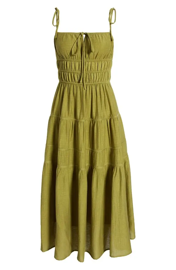 green emerald velvet dress Olive Green Long Sleeve Ruffle Tiered Button Up Dress  Giddy Up Glamour  Boutique