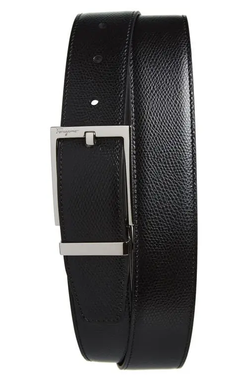 FERRAGAMO Classic Leather Reversible Belt - Nero Hickory
