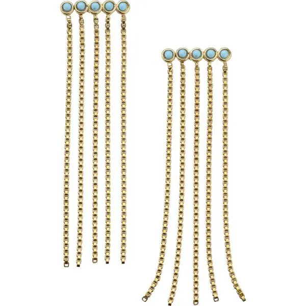 Jennifer Zeuner Jewelry Sivan Fringe Drop Earrings - 14k Yellow Gold Plated Silver