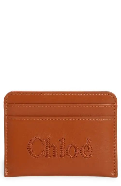 Chloé Sense Leather Card Case - 247 Caramel