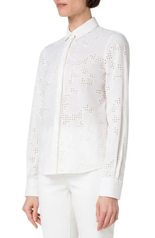 Akris Eyelet Poplin Blouse