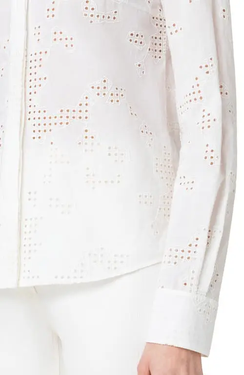 Akris Eyelet Poplin Blouse