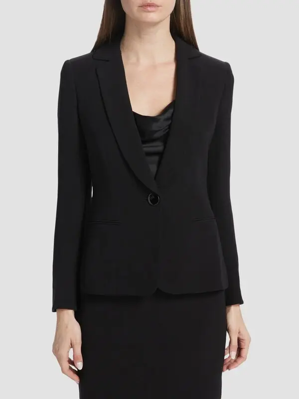 Giorgio Armani Silk Button-front Blazer - Black