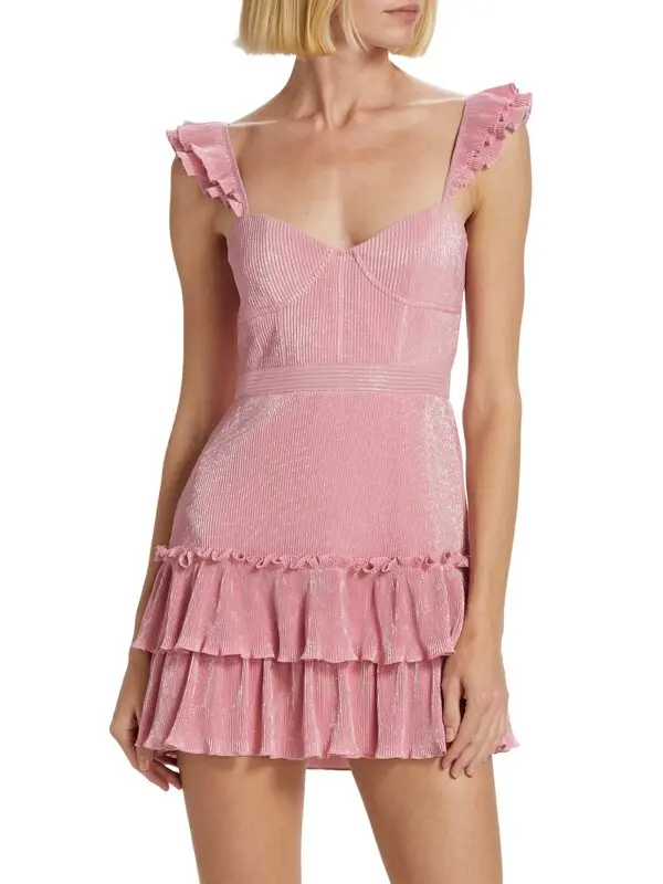 Saylor Lavenda Tiered Metallic Minidress