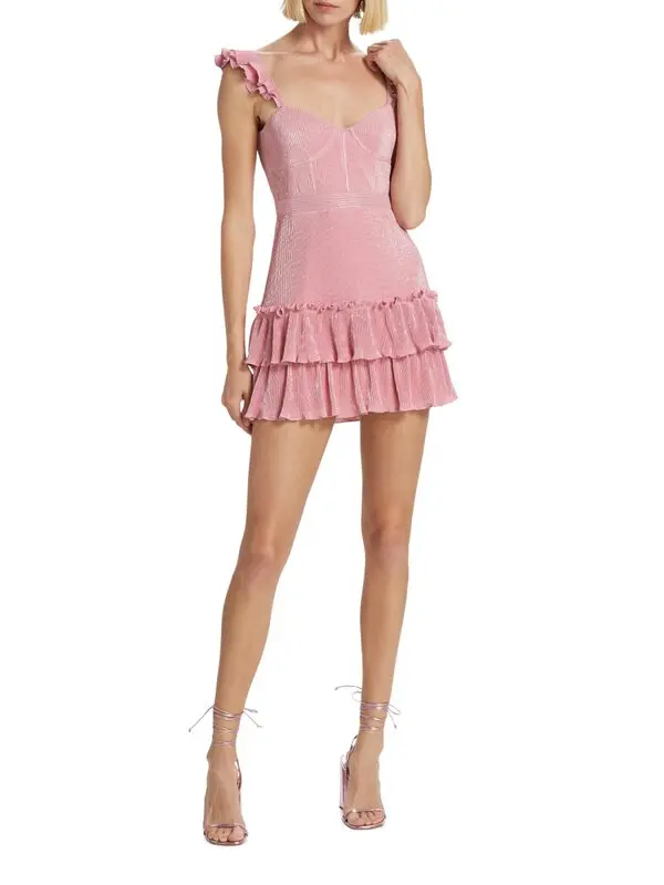 Saylor Lavenda Tiered Metallic Minidress