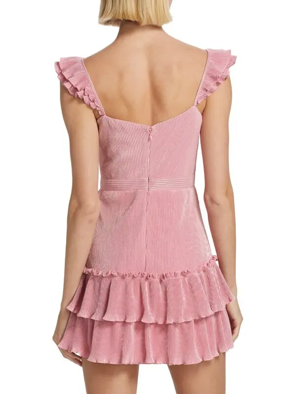 Saylor Lavenda Tiered Metallic Minidress